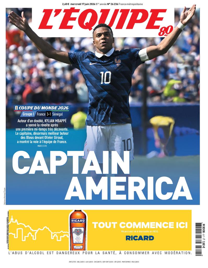 L'ouverture du score de Kylian Mbappé avec la France face au Sénégal en ...
